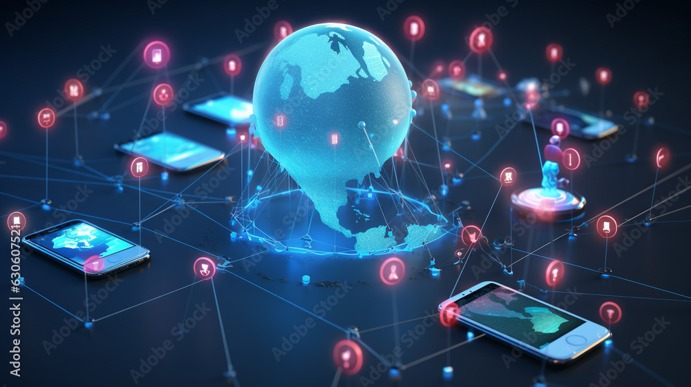 Ai chatbot with a virtual graphic on a global internet connection ...