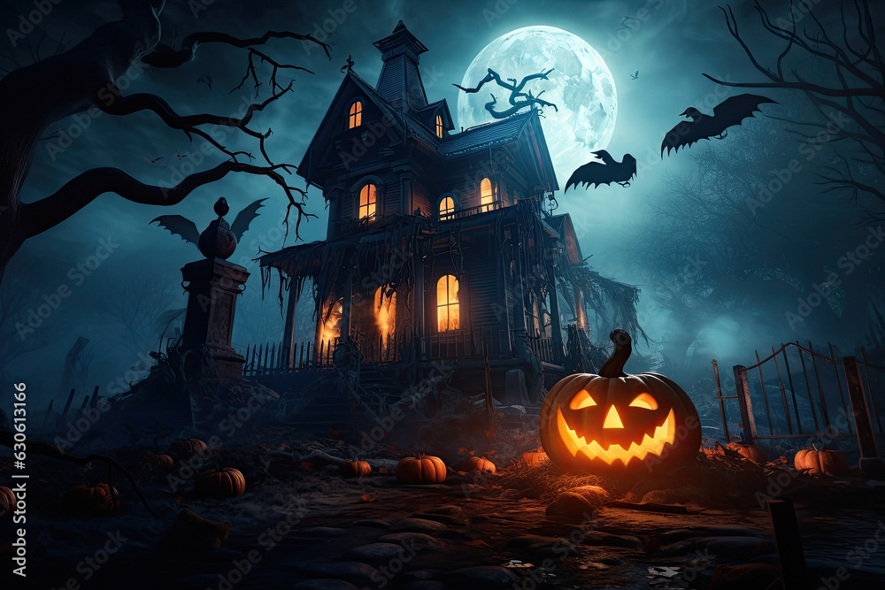 Spooky haunted house with eerie decorations, fog, and chilling sound ...