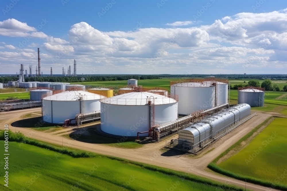 Tank farm with rows of oil storage tanks. Stock Photo | Adobe Stock