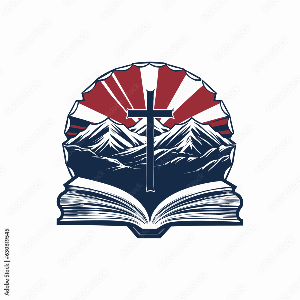 Holy Bible symbol. Worship, church, isolated on white background ...