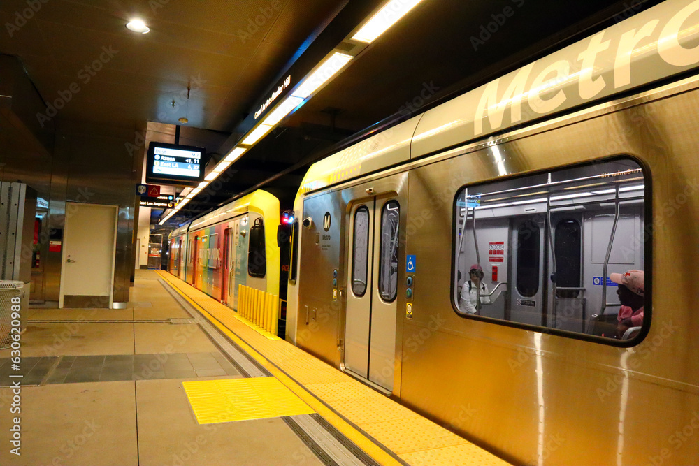 Los Angeles, California: Grand Av Arts/Bunker Hill Metro Rail A Line and E Line Station opened ...