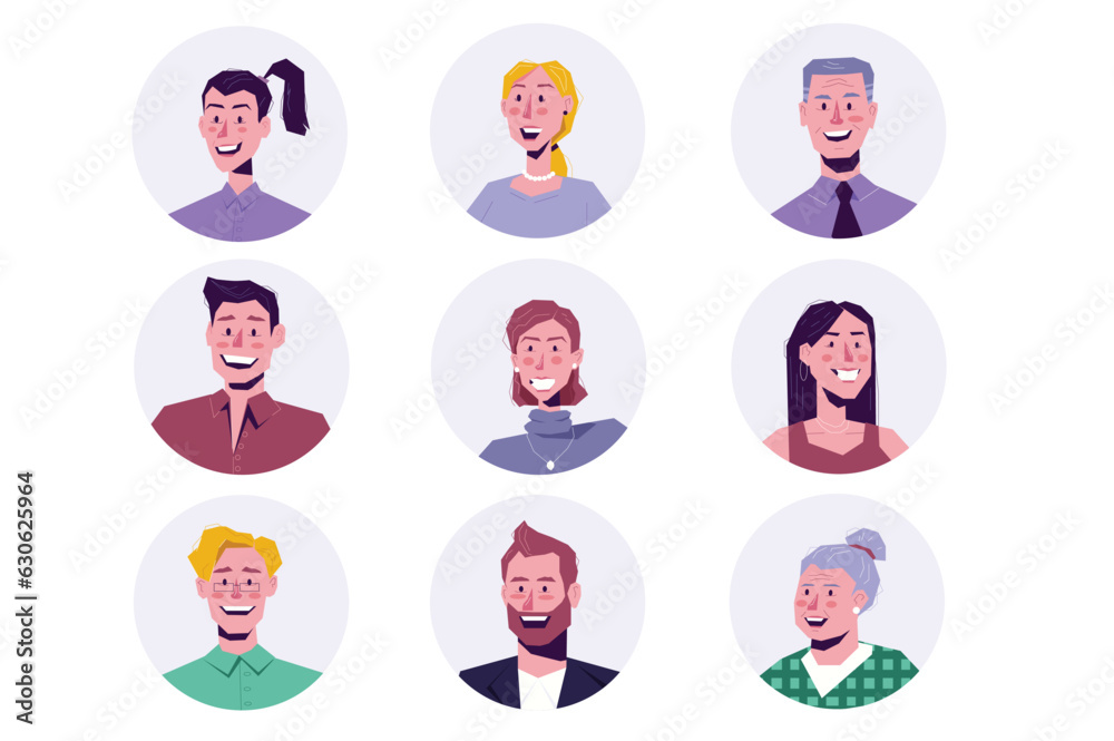 Icons office people in the flat cartoon style. Images of avatars of ...
