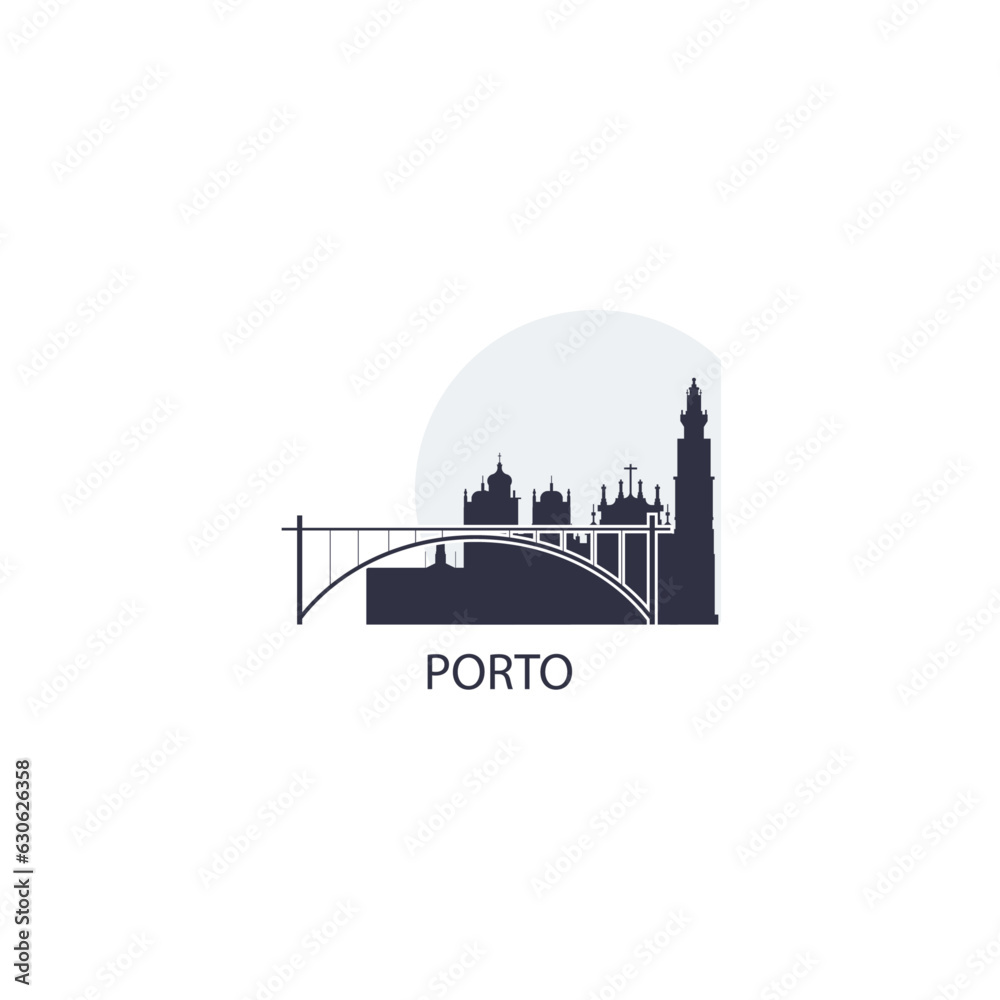 Portugal Porto cityscape skyline city panorama vector flat modern logo ...