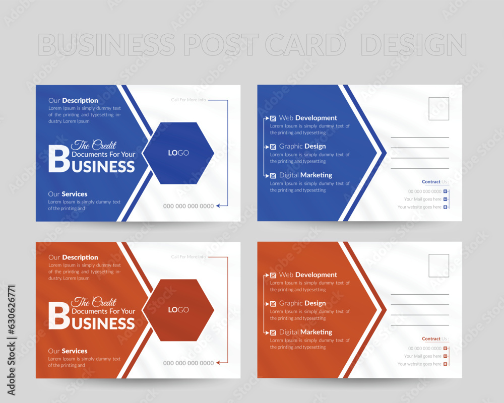 Modern Business post card design, vector template layout, Business ...