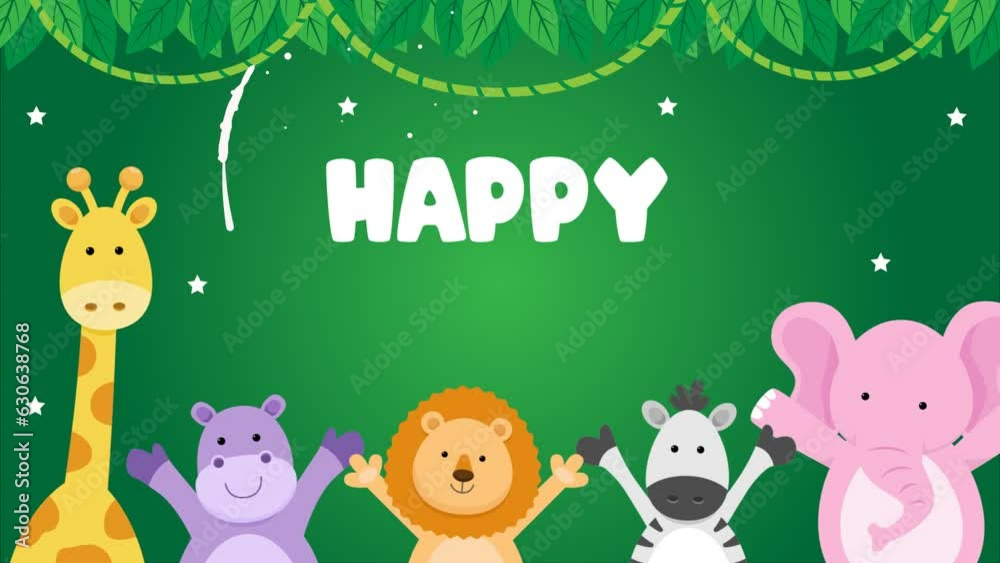 happy birthday animation with animal theme, animated birthday wishes ...