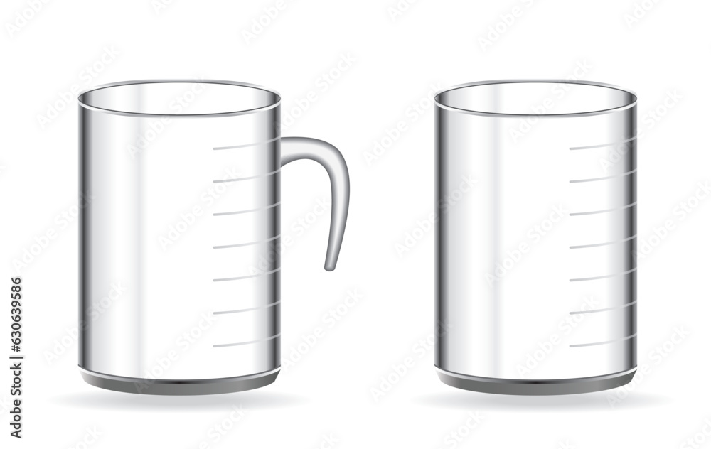 Physics, chemistry, geometry beaker, vessel, scale vessel vector ...