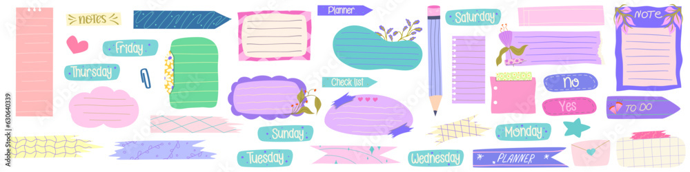 Sticker Planner various paper memo notes. Cute bright sticker note with ...