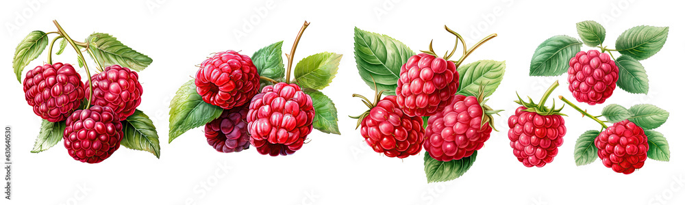 Set of Raspberries watercolor collection of hand drawn, Strawberry Red ...