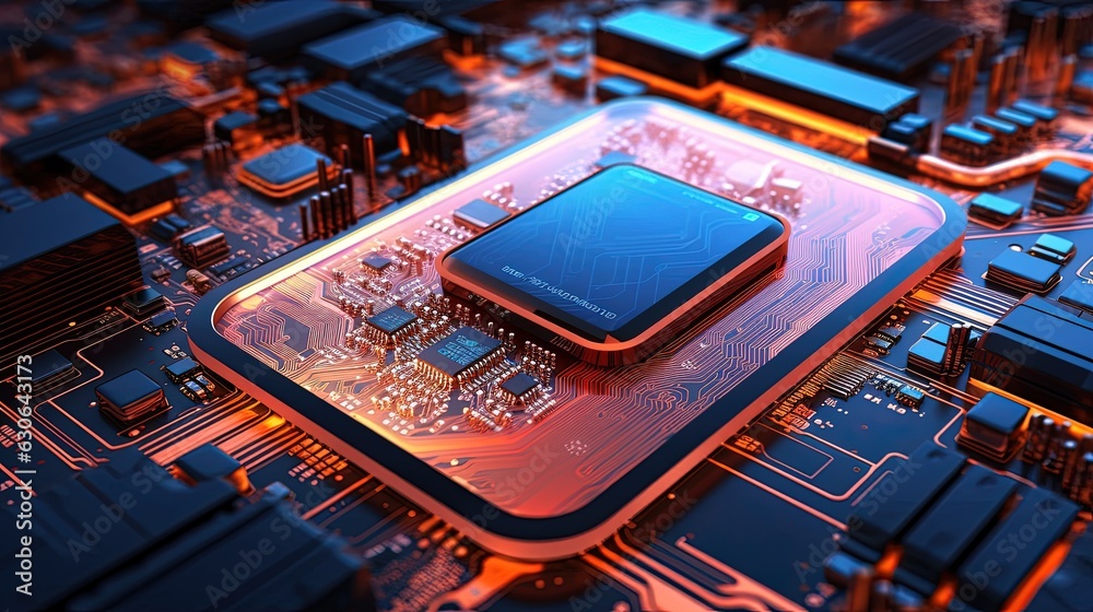 Circuit board. Electronic computer hardware technology. Motherboard ...