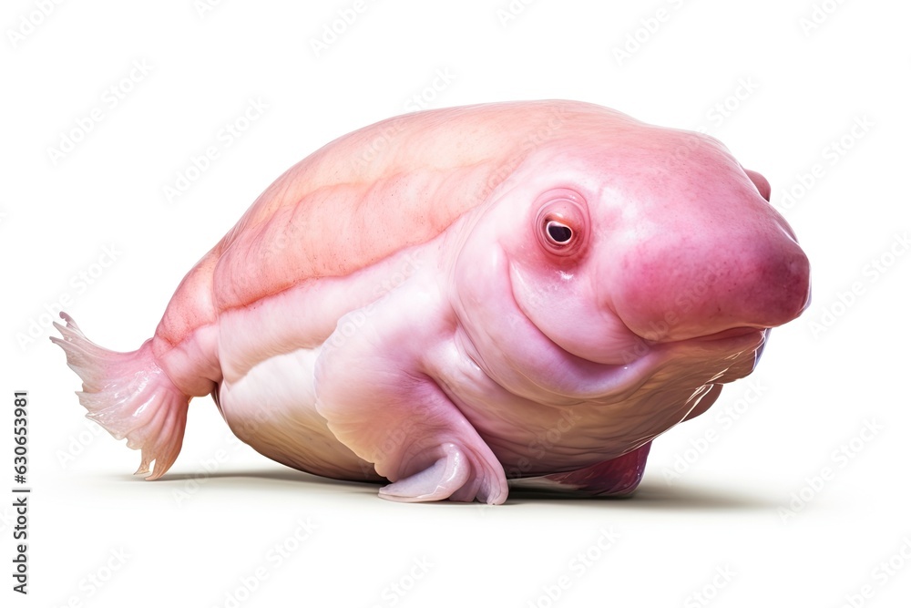 Blobfish on white background, Psychrolutes marcidus species. The ...