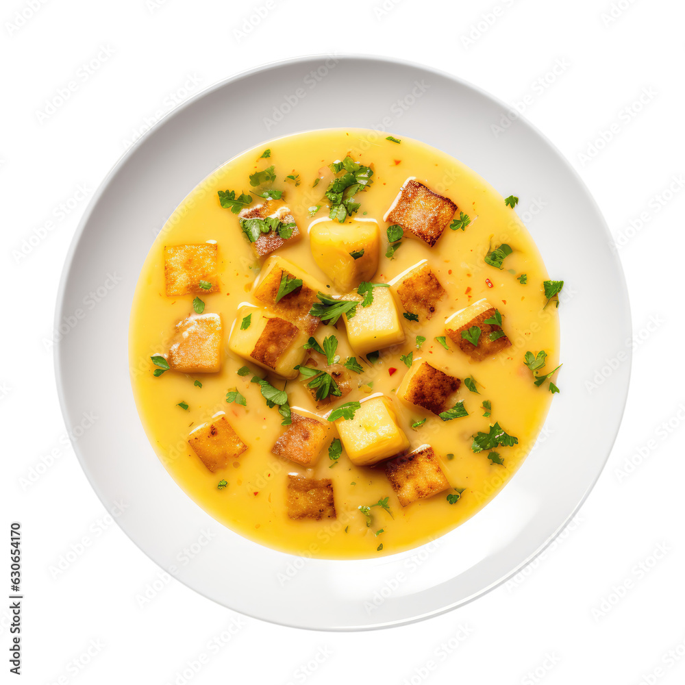 Sopa De Pltano Plantain Soup Cuban Cuisine On White Plate On Isolated ...