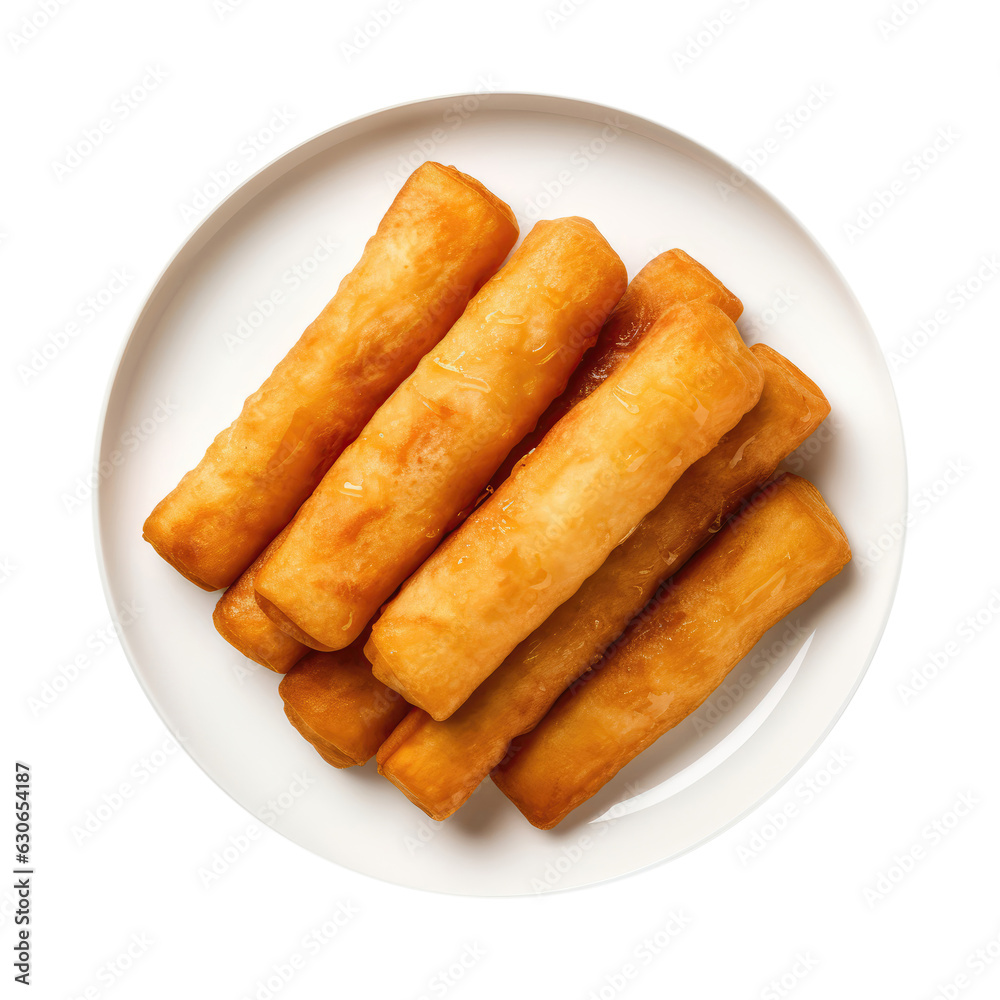 Turon Filipino Cuisine On White Plate On Isolated Transparent ...