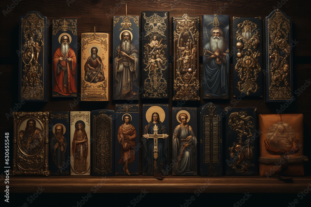 collection of religious icons from different traditions, representing ...