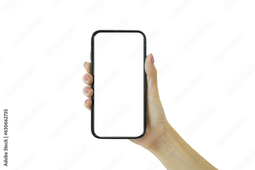 Hand holding Smartphone as png photo and isolated on transparent ...