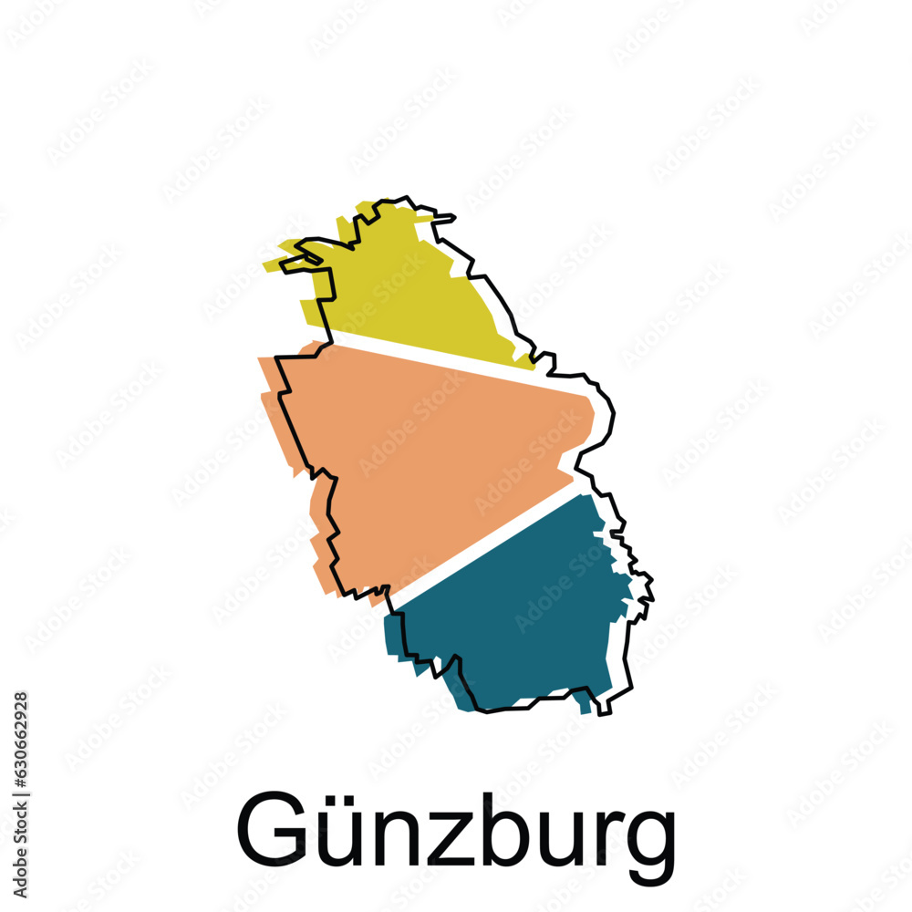 map of Gunzburg modern outline, High detailed vector illustration ...