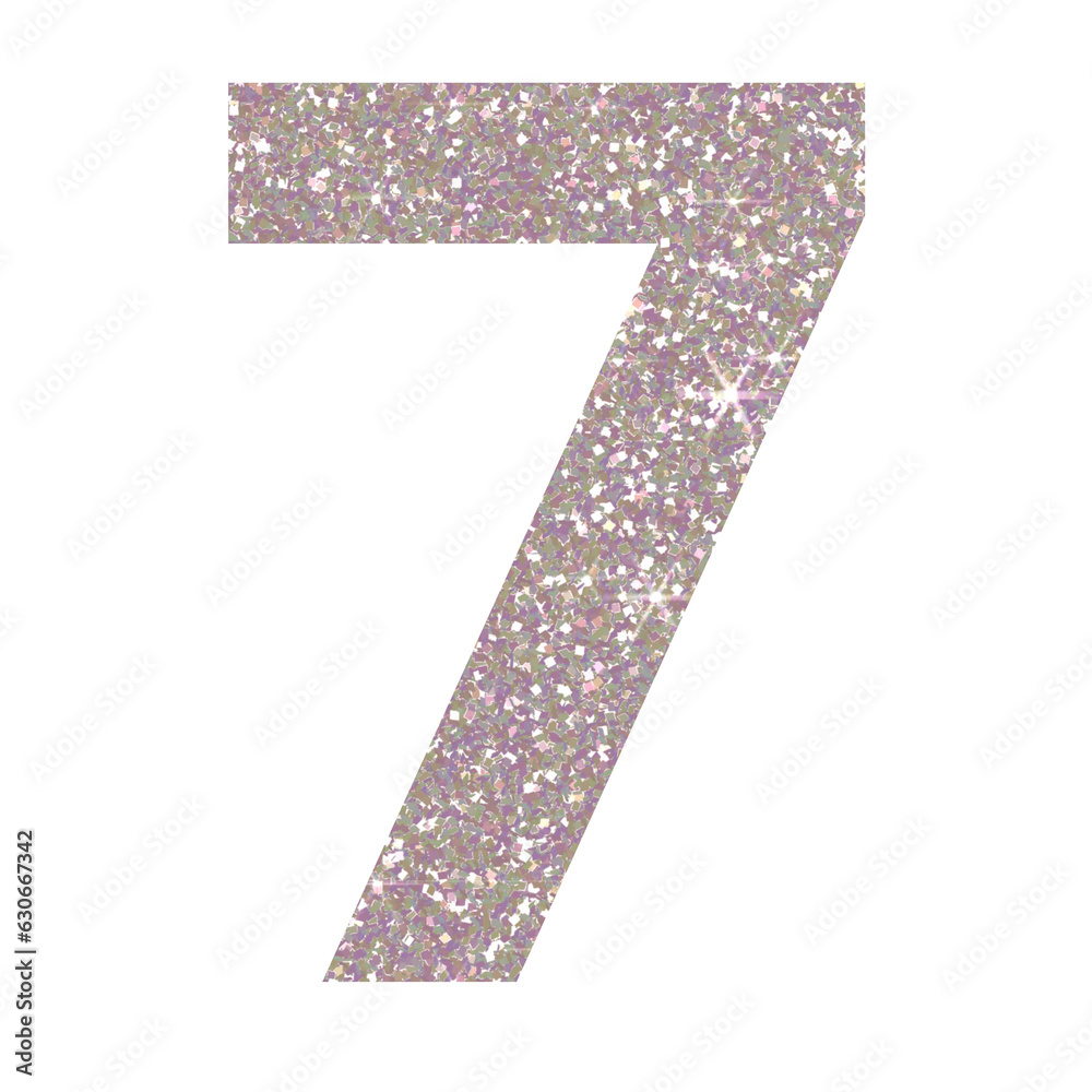 Silver glitter number seven in transparent background.Number 7 icon ...