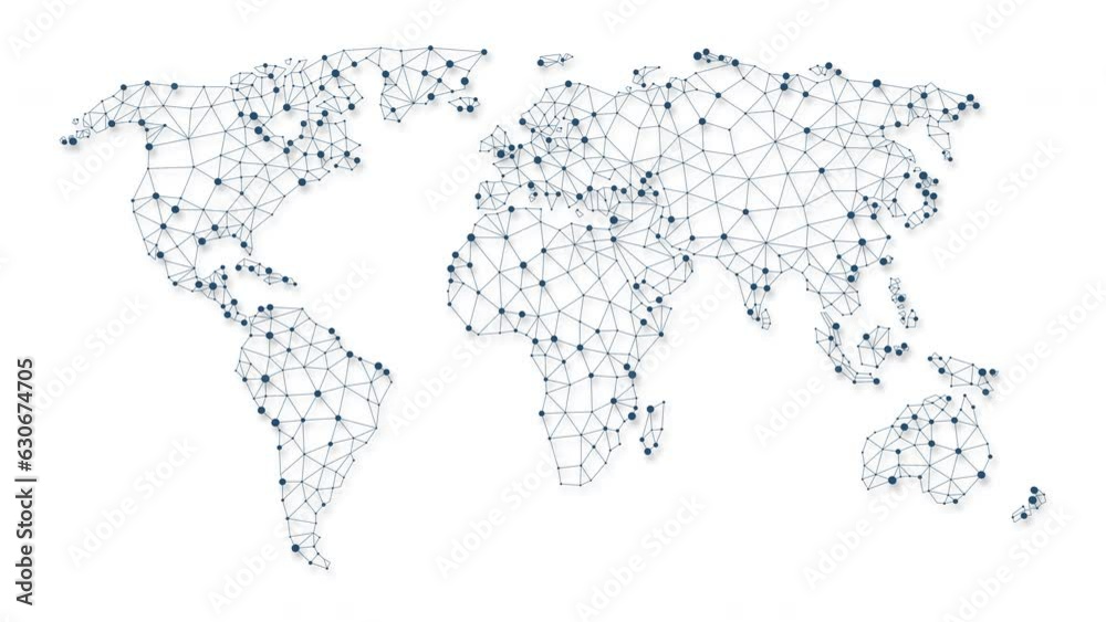 World Map Networking Looped 3d Animation. Low Poly Earth Map Grid ...