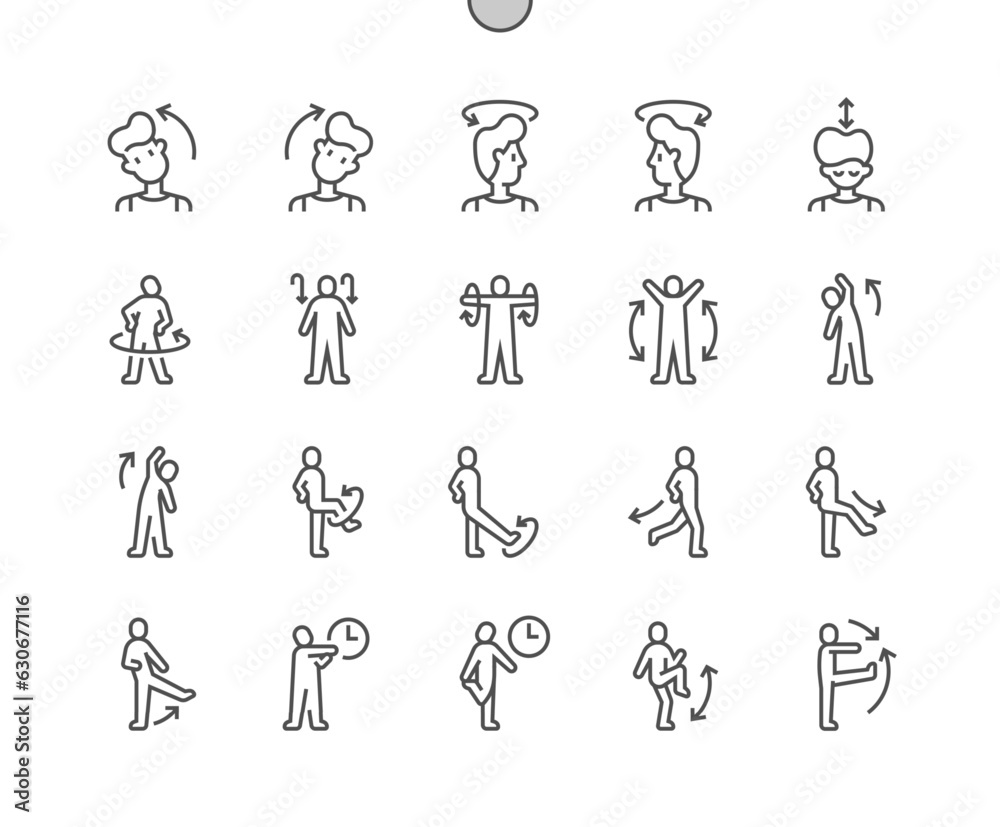 Warmup and stretching exercise. Torso rotations. Leg stretch. High ...