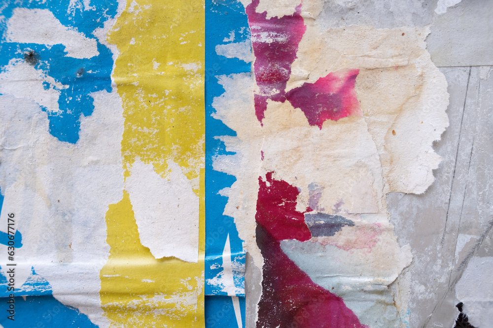 Ripped street poster background, torn old paper collage Stock Photo ...