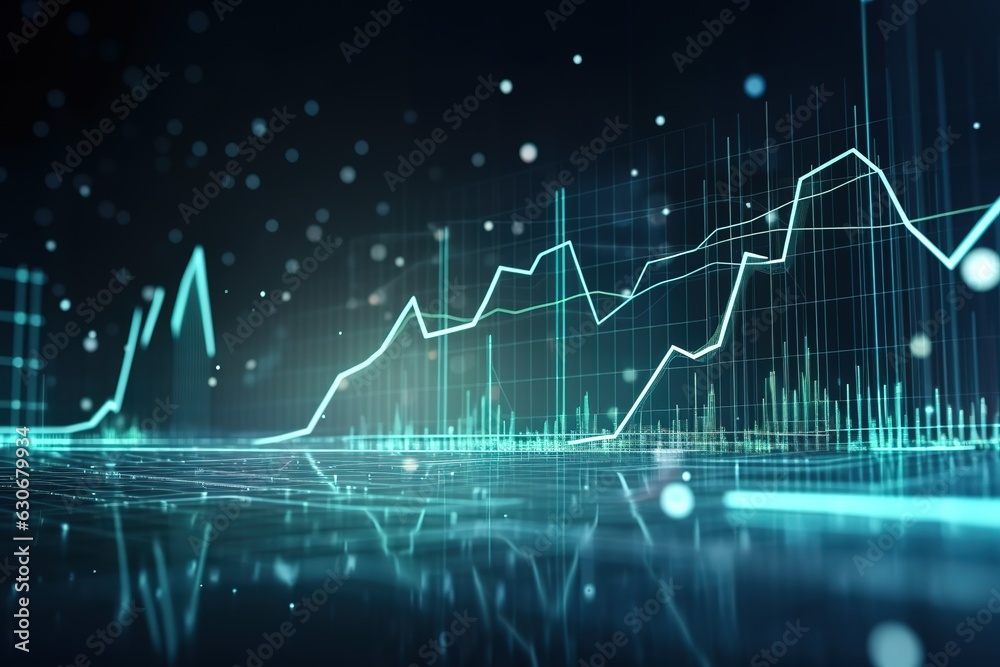 crypto graph chart with blue line and black background Stock ...