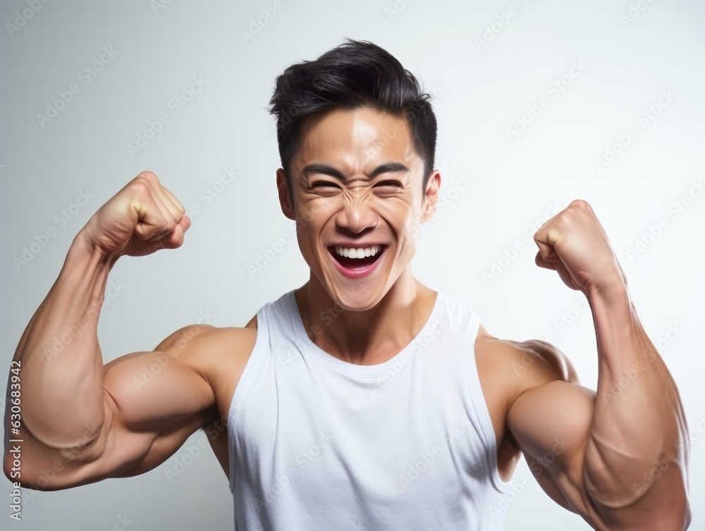 30 years old asian man in emotional dynamic pose Stock Photo | Adobe Stock