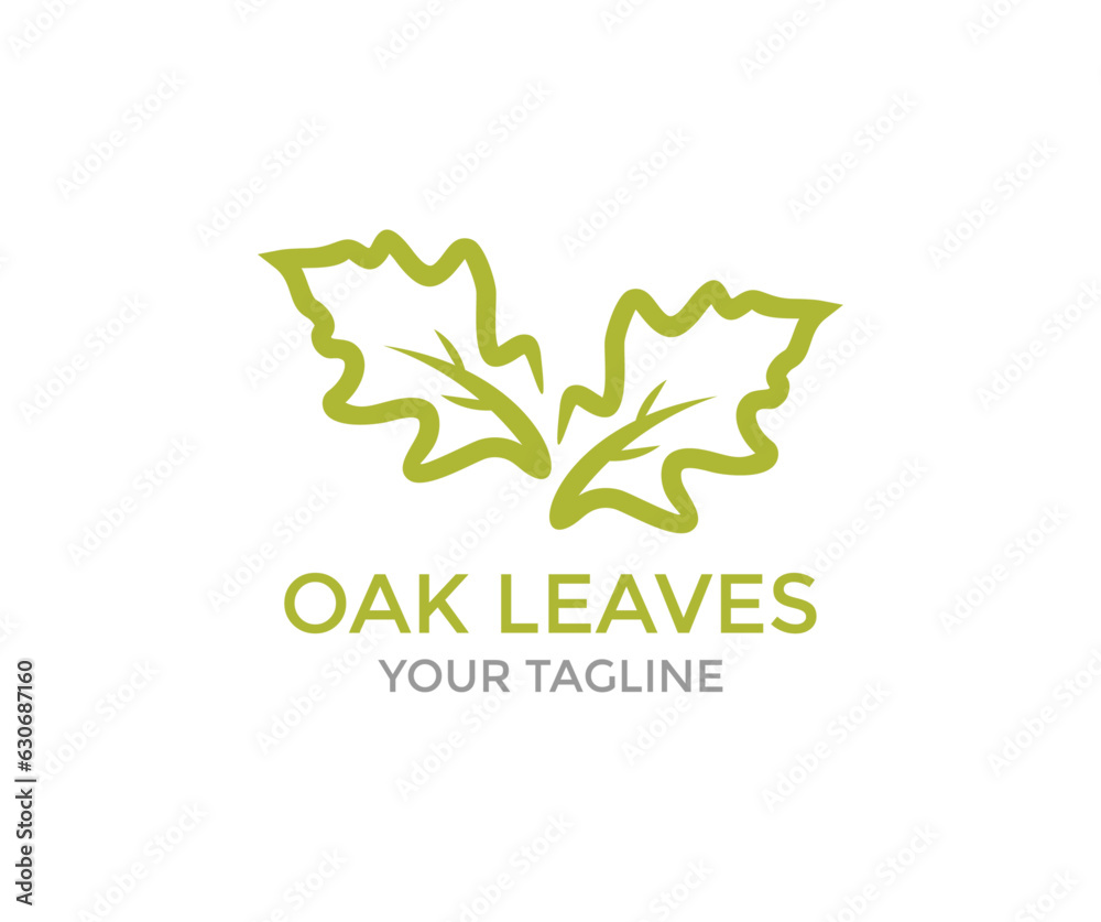 Oak leaves logo design. Oak leaves sign isolated on white background. Oak leaf. Flat style ...