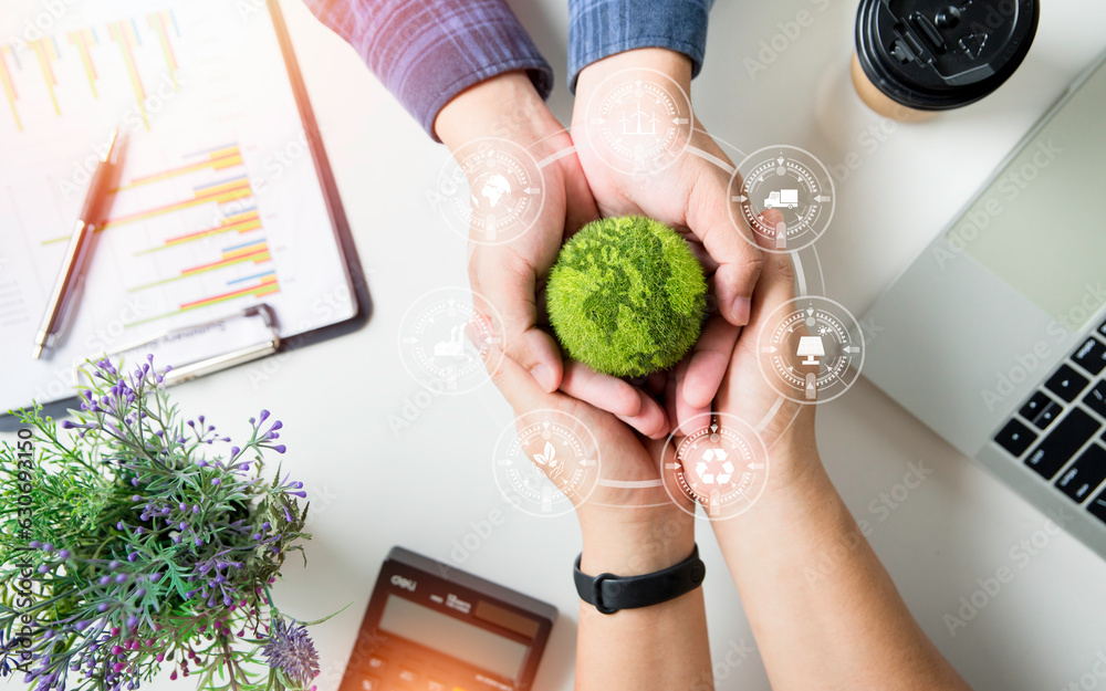 usiness people working as a team carbon neutral and net zero concept of ...