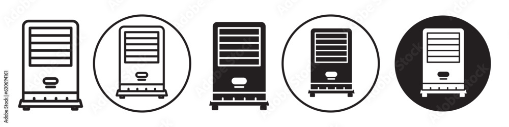 Evaporative Cooler symbol Vector Icon. Flat black and white outlined ...