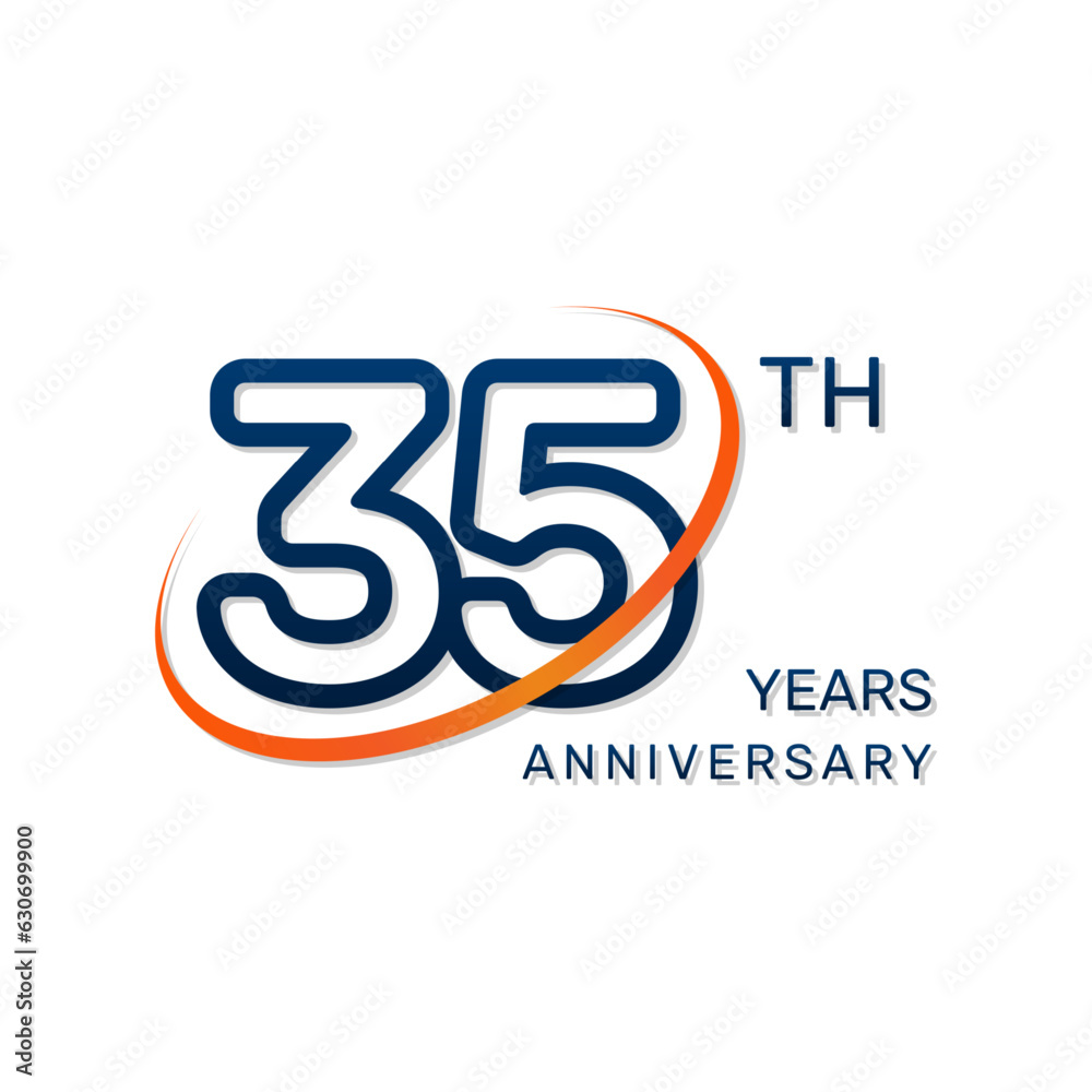 35th anniversary logo in a simple and modern style in blue and orange ...