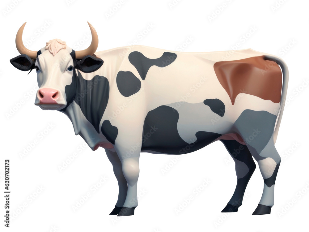 Bull with artistic cow spot pattern isolated on transparent background ...