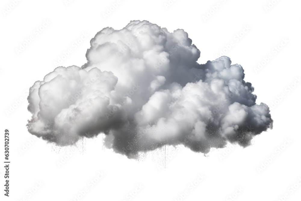 White cloud with rain isolated on transparent background cutout , ai ...