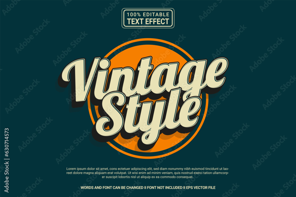 Editable text effect Vintage Style cartoon template stlye modren ...