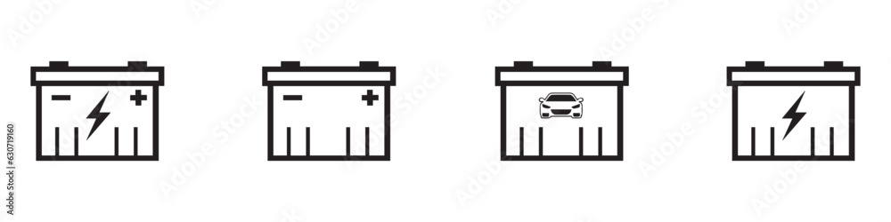 Car battery icon collection. Energy power accumulator. Automotive ...
