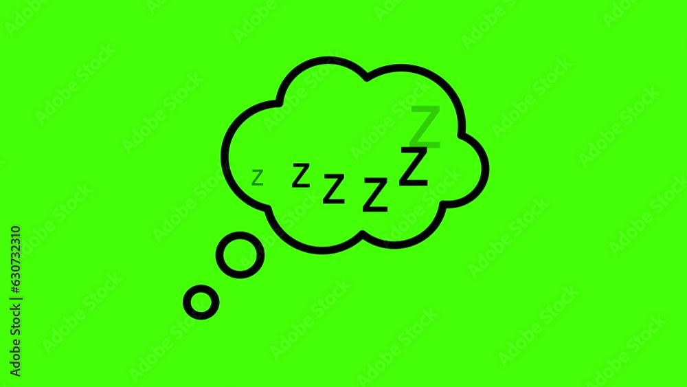 Sleep Bubble ZZZ Animation on Green screen background. Sleeping Thought ...