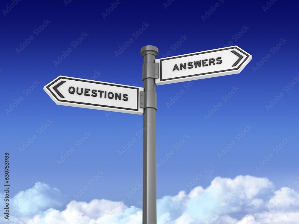 Directional Sign QUESTIONS and ANSWERS - Blue Sky and Clouds Background ...