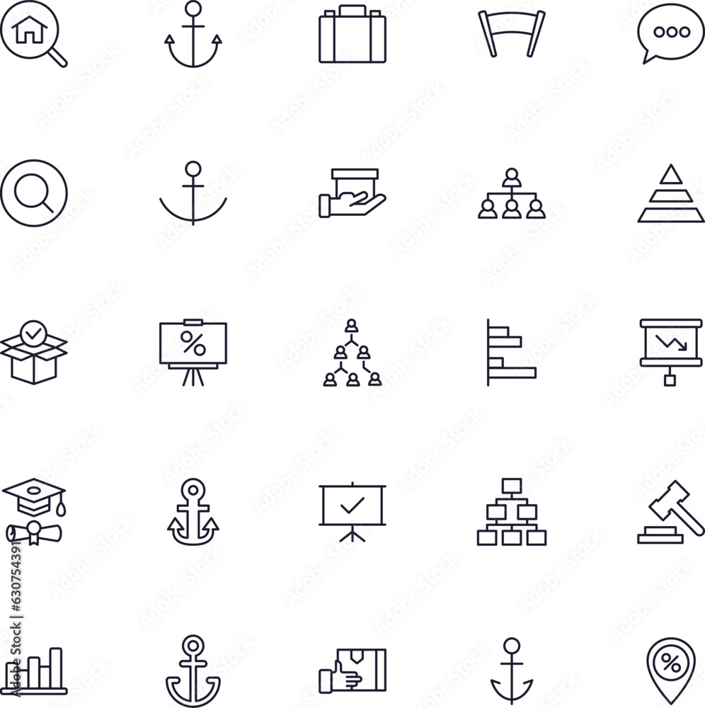 Business line icon set. Collection of commerce uotline sighn for web ...