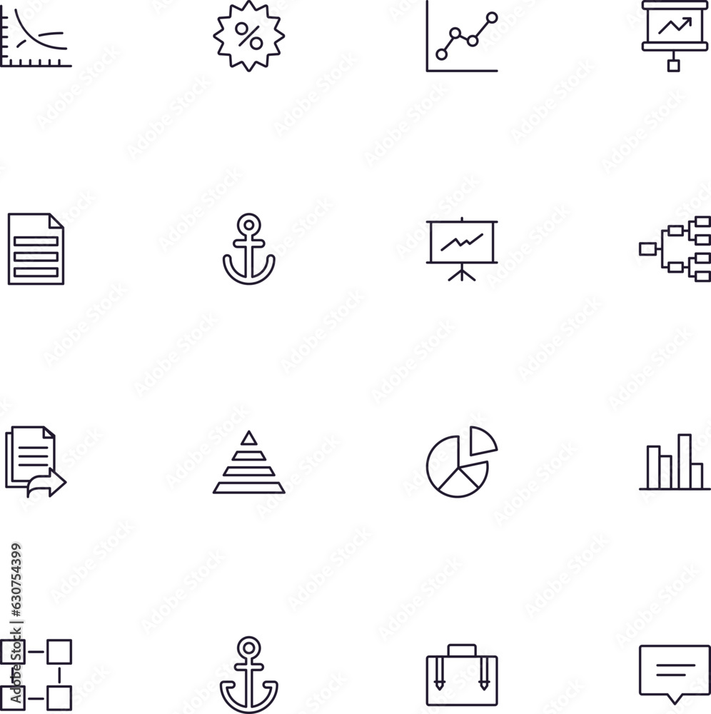 Business line icon set. Collection of commerce uotline sighn for web ...