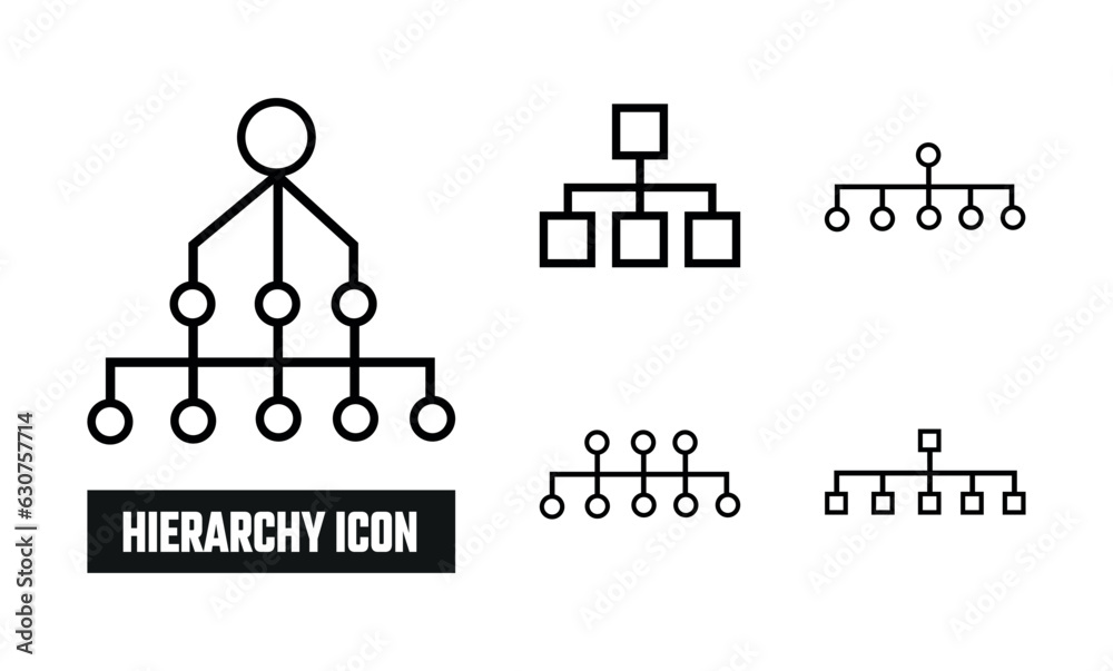 Hierarchy Lineal Icon Symbol Vector. Black Outline Hierarchy Icon Stock ...