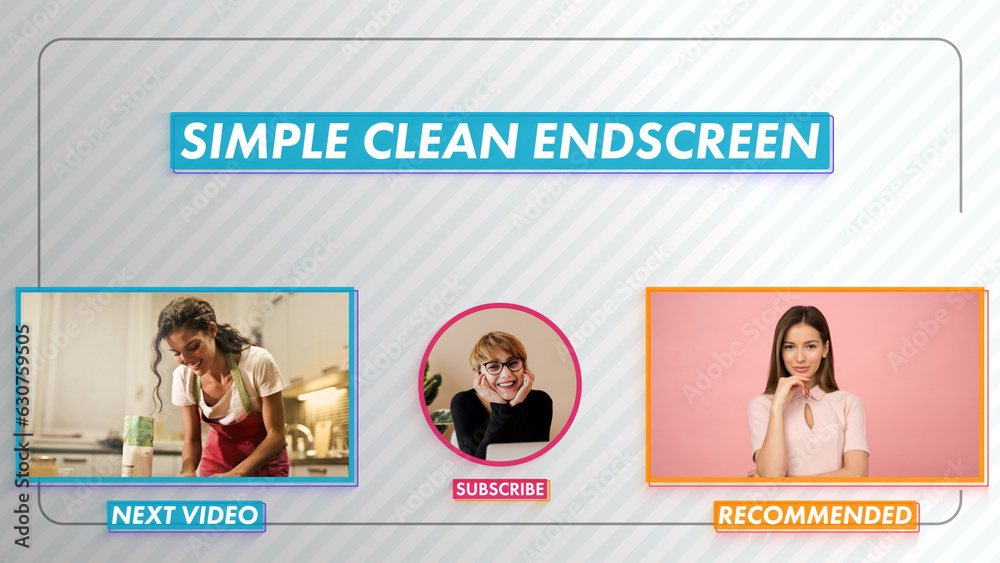 Simple Clean End Screen Stock Template | Adobe Stock