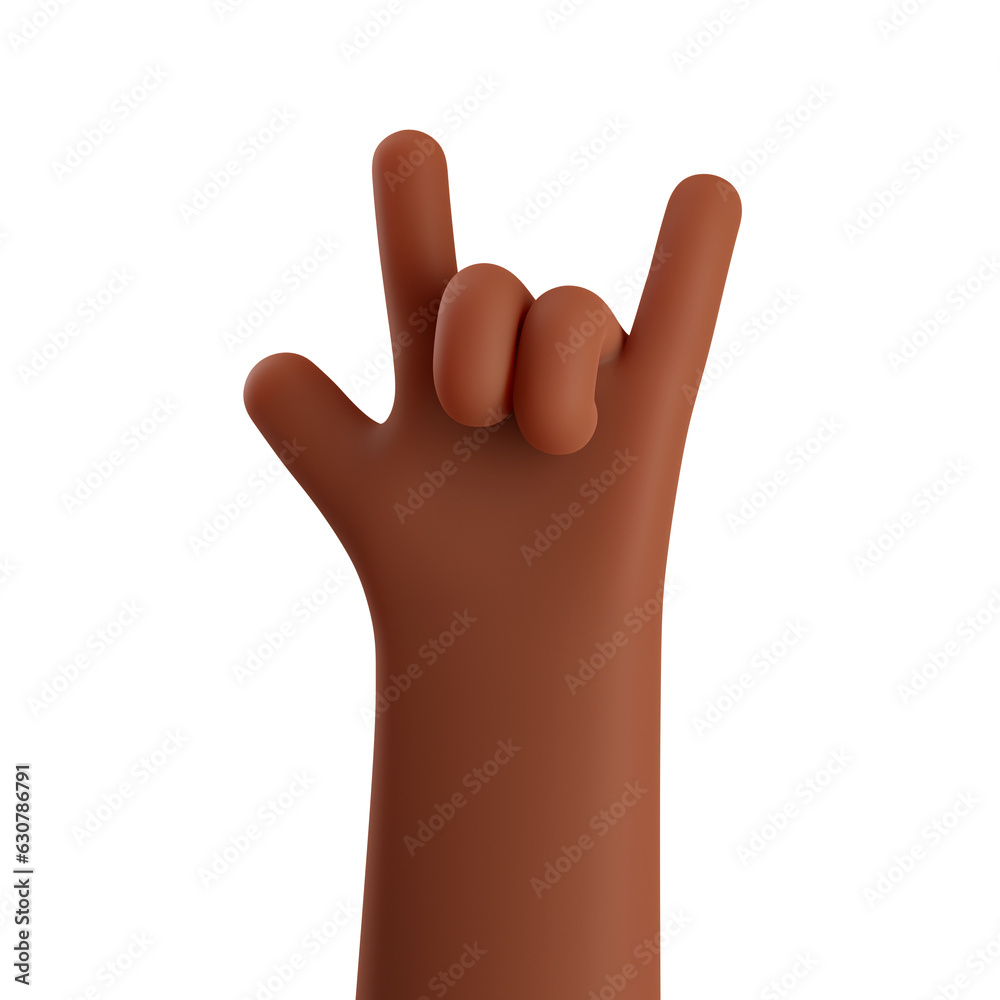 3d african american hand gestures Rock roll sign. heavy metal, sign of ...