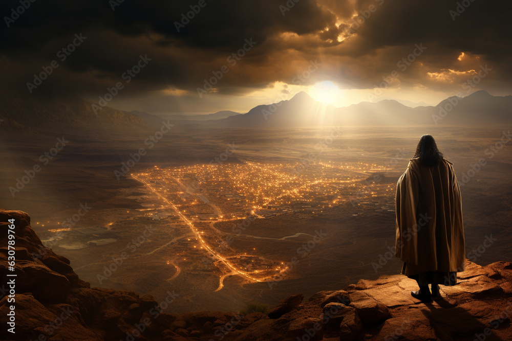 A powerful image of Moses receiving the Ten Commandments from God on ...