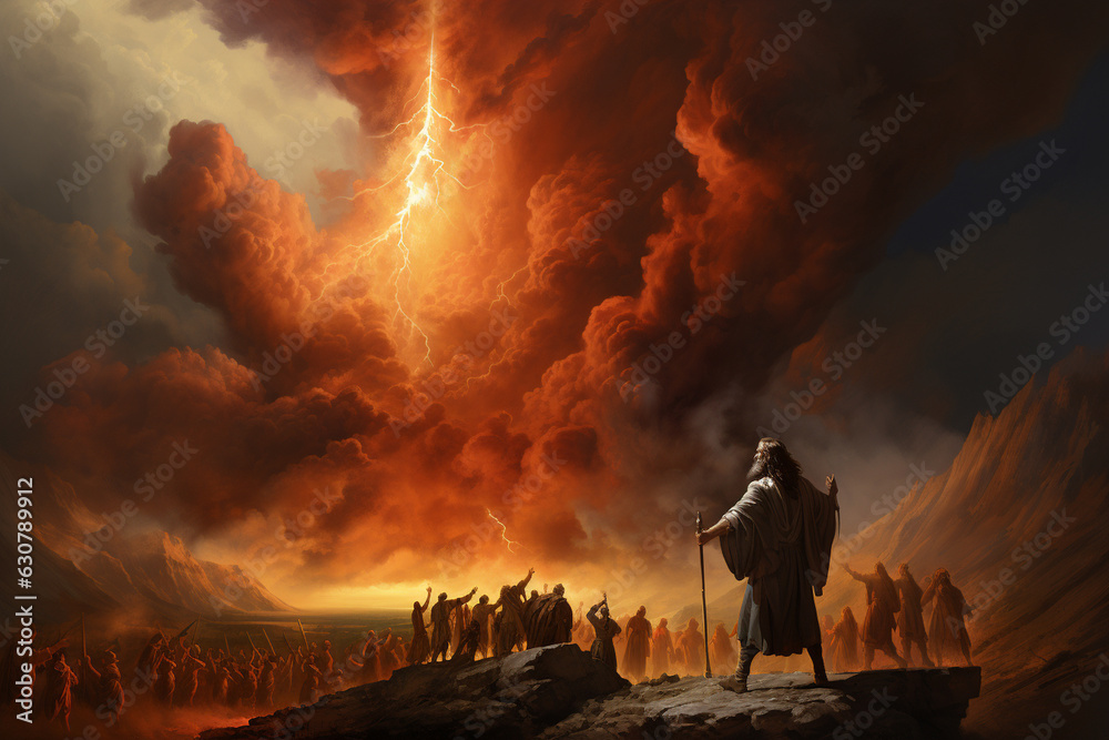 A steadfast illustration of Moses leading the Israelites through the ...