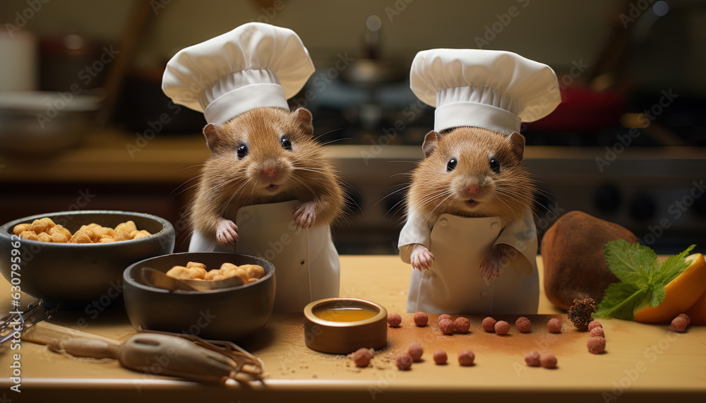 Charismatic and friendly animal characters exploring cooking techniques ...