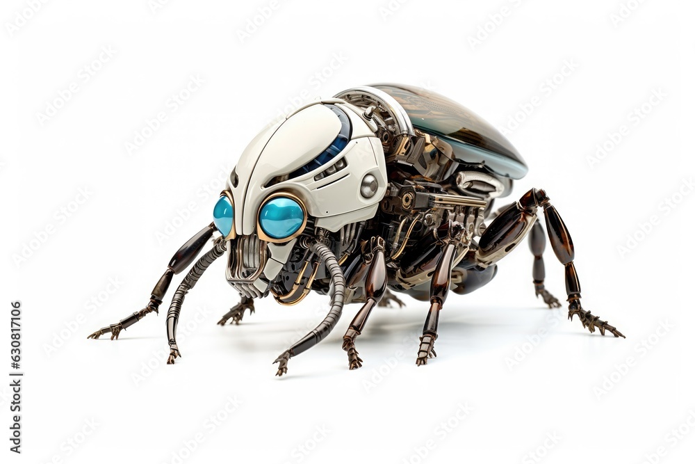 Reconnaissance robot cockroach, shiny steel nanodroid with micro ...