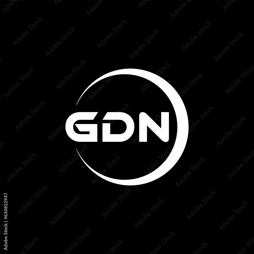 GDN letter logo design with black background in illustrator, cube logo ...