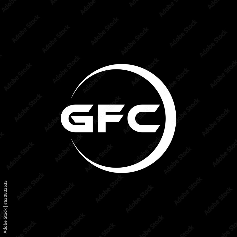 GFC letter logo design with black background in illustrator, cube logo ...