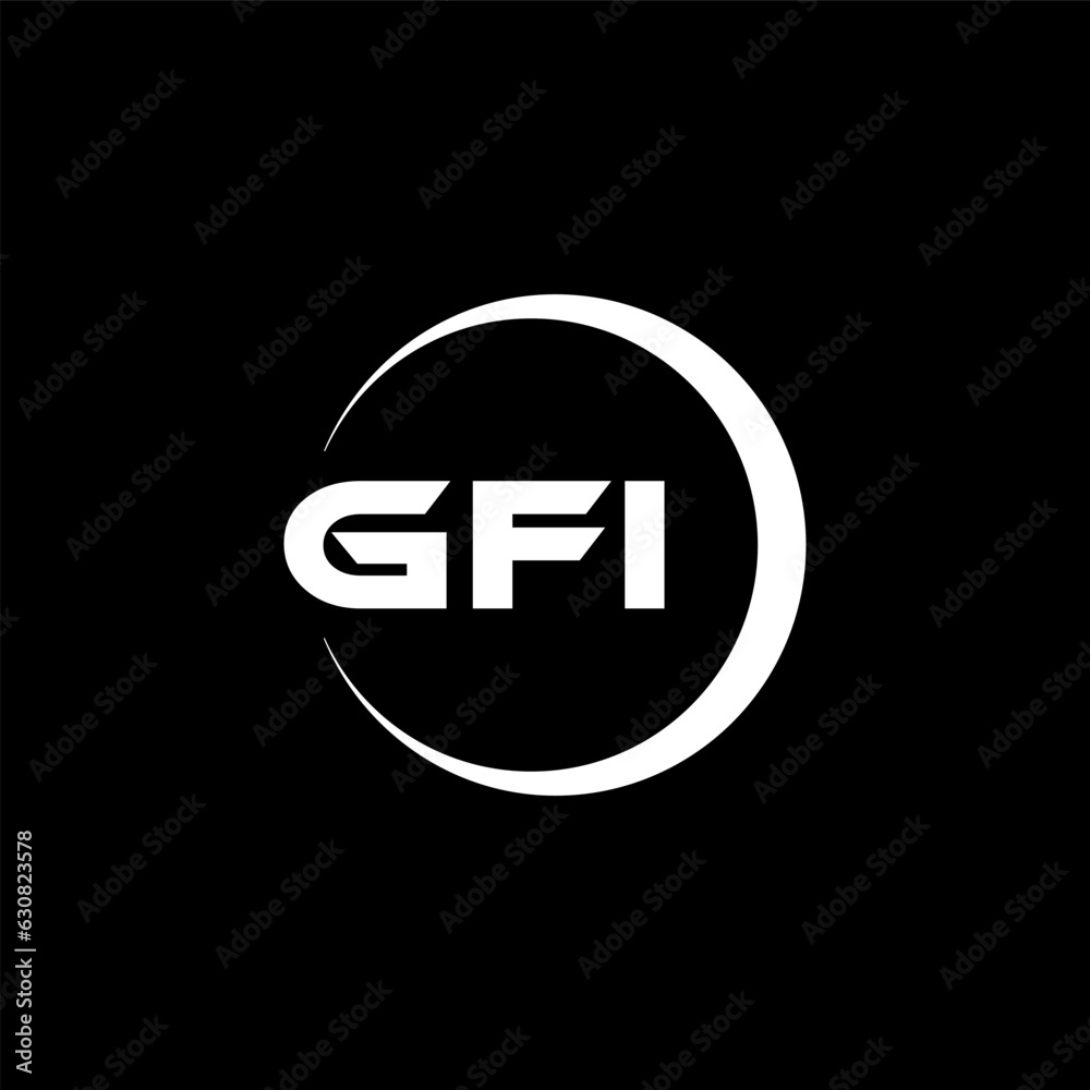 GFI letter logo design with black background in illustrator, cube logo ...