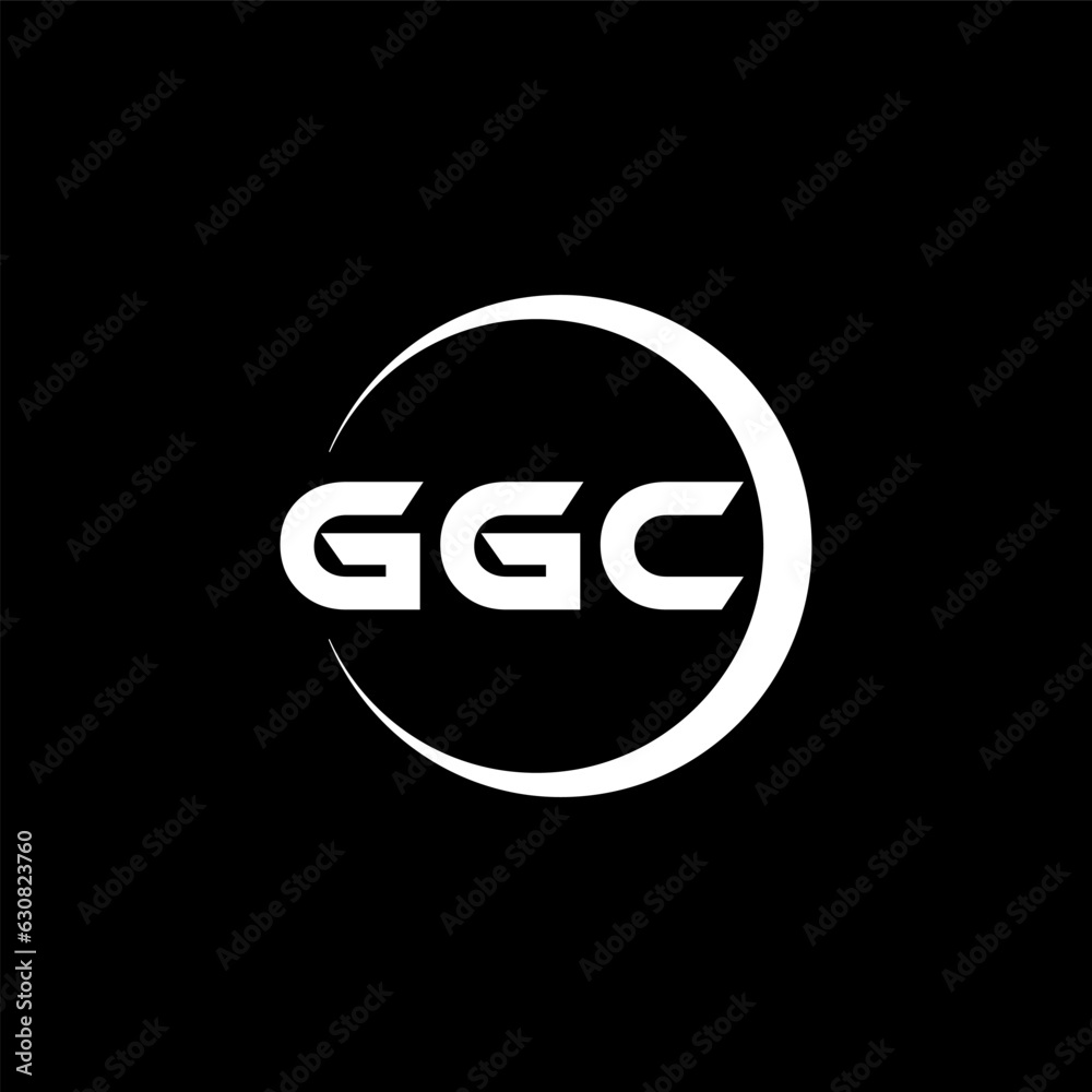 GGC letter logo design with black background in illustrator, cube logo ...