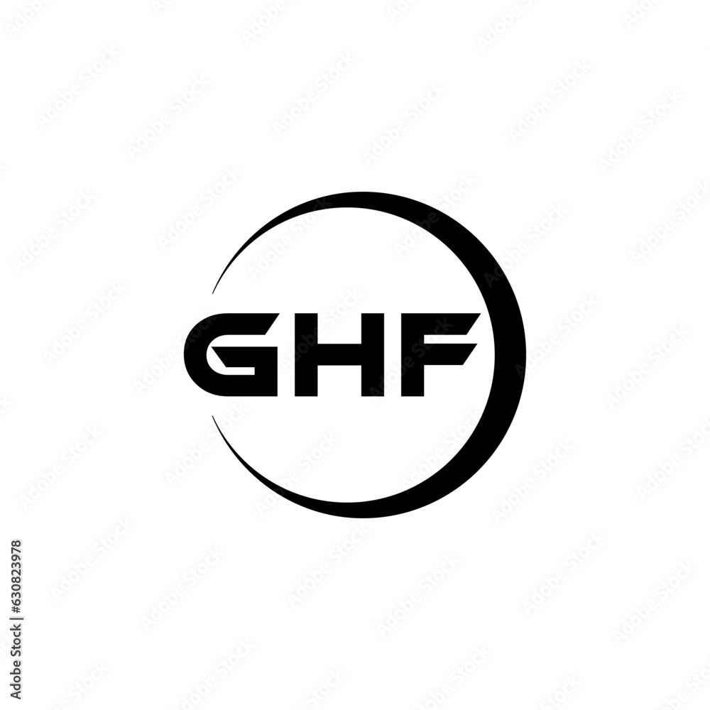 GHF letter logo design with white background in illustrator, cube logo ...