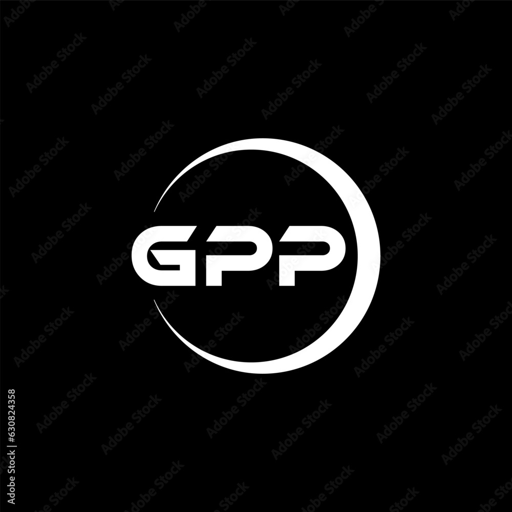 Vecteur Stock GPP letter logo design with black background in ...